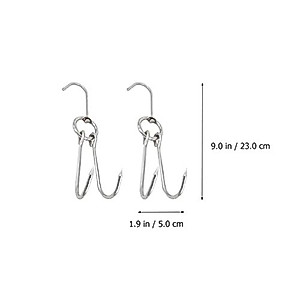 YARDWE 10Pcs Poultry Hanging Hook Stainless Steel Pork Hooks Meat Hook Heavy Duty for Bacon Roast Duck BBQ Grill Hanger Cooking Tools