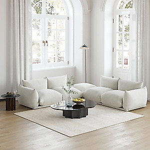 WJShome Modular Sectional Sofa,104" Chenilleyarn Minimalist Sofa Couch,3 Seater Convertible Couch Wide Living Room Sofa Sets for Office House，Beige