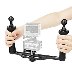 Shoot Aluminium Alloy Handheld Stabilizer Tray Handle Grip for Hero 12/11/10/9/8/7 6/5/4/3+/3 and 6 inch Dome Port and All LED Video Light Camera Camcorder with 1/4 inch Screw Hole