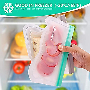 Reusable Food Storage Bags 12 Pack Extra Thick 6 Reusable Sandwich Bags + 6 Reusable Snack Bags BPA-Free DUAL Leakproof Seal Reusable Lunch Bags for Kids Women Men School Lunch Picnic Travel