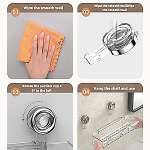 ROKIE Shower Caddy Suction Cup Storage Rack Clear Acrylic Shower Shelves Glacier Water Ripples Corner Shelf For Bathroom Shower Accessories (J)