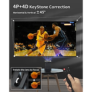 4K Supported Mini Projector, 5G WiFi Bluetooth Projector, ETOE Native 1080P Movie Projector, Keystone Correction, Zoom, Full HD Projector Compatible with TV Stick/HDMI/USB/iOS/Android