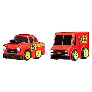 Little Tikes Crazy Fast Cars 2-Pack Race Chasers, Race Car Themed Pullback Toy Vehicles Goes up to 50 ft