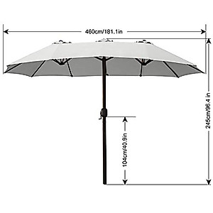 ABCCANOPY 15FT Double-Sided Aluminum Table Patio Umbrella Garden Large Umbrella,Swimming Pool 12+Colors,Light Gray