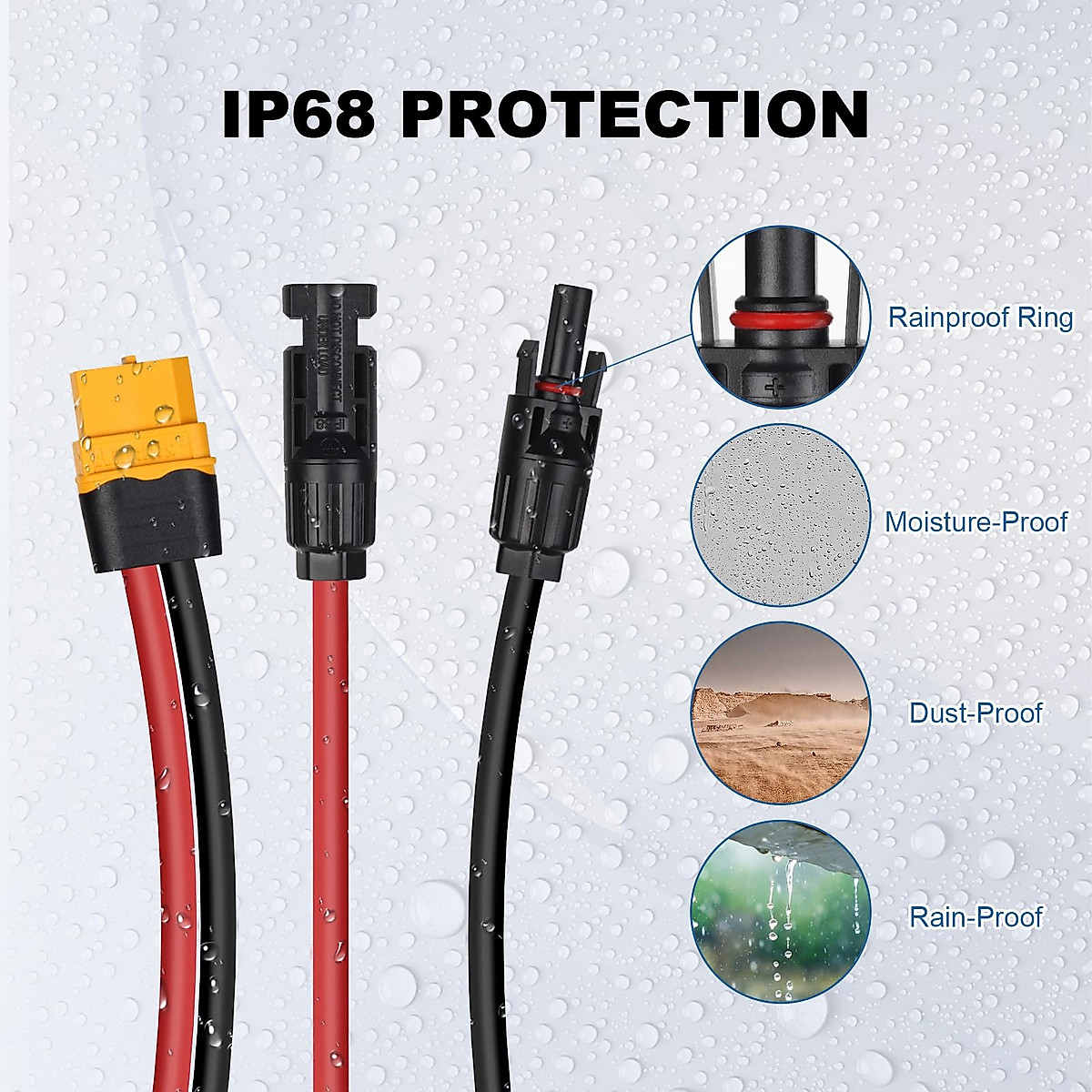 RBSKTECH Solar to XT60 Adapter Cable Solar Extension Charge Cable for Power Stations Solar Generators (12FT 12AWG)