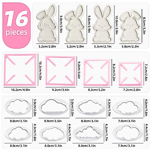 16 Pcs Clouds Fondant Cutter Rabbit Plunger Cutter Mindmill Cookie Stamp Biscuit Mold DIY Cake Decorating Tools for Kids Birthday Party and Baby Shower decoration Wedding Party