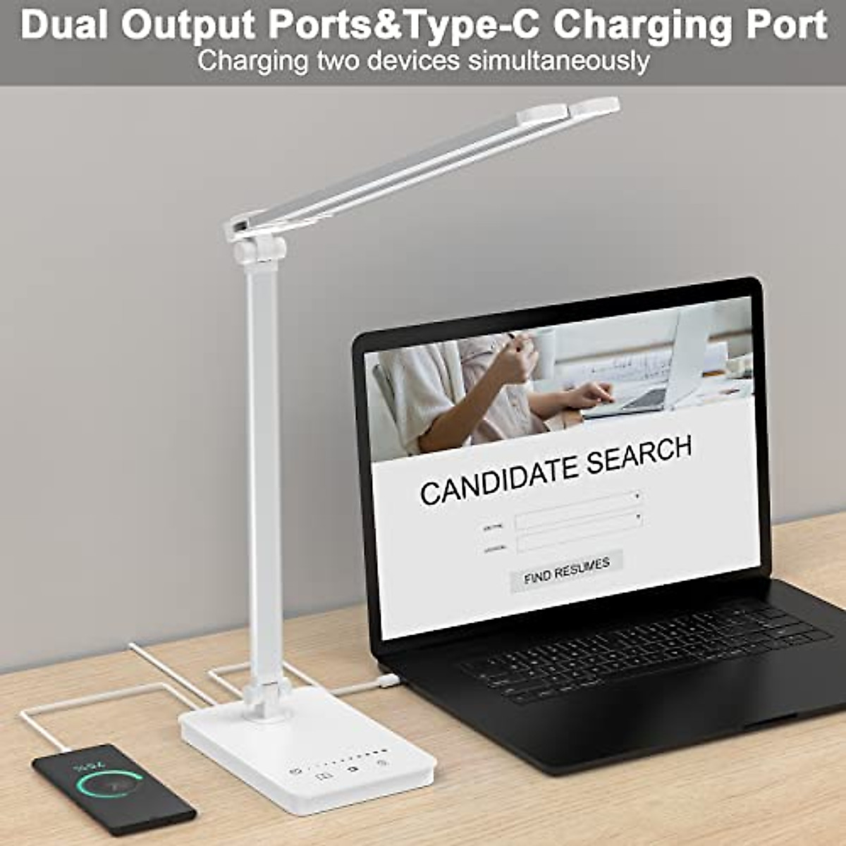 Bright LED Desk Lamp for Home Office - Dual Swing Arm Eye-Caring Architect Task Lamp, Adjustable Foldable Table Lamp, Dimmable Touch Control Desktop Lamp 5 Lighting Modes for Work/Study
