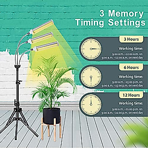 Abonnyc Grow Light for Indoor Plants with 47''inch Stand Plant Lights Full Spectrum Timer for Seedlings, 3 Switch Modes,15-47 inch Adjustable Tripod Stand & Gooseneck