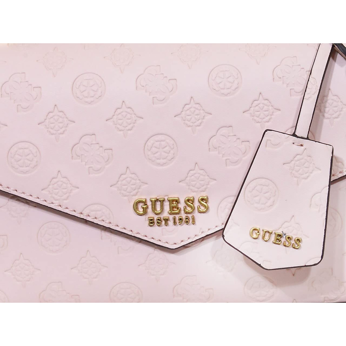 GUESS womens Zanelle Top Handle Flap, White Logo, one size US