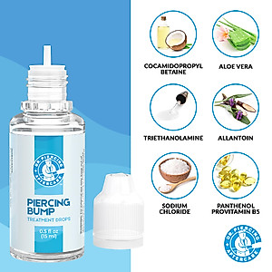 Dr. Piercing Aftercare Keloid Drops – Non-Greasy Saline Solution for Keloid Bump Removal for Piercings - Reduce Appearance of Nose Piercing Bump, Nose Ear Lip Belly (15 mL)
