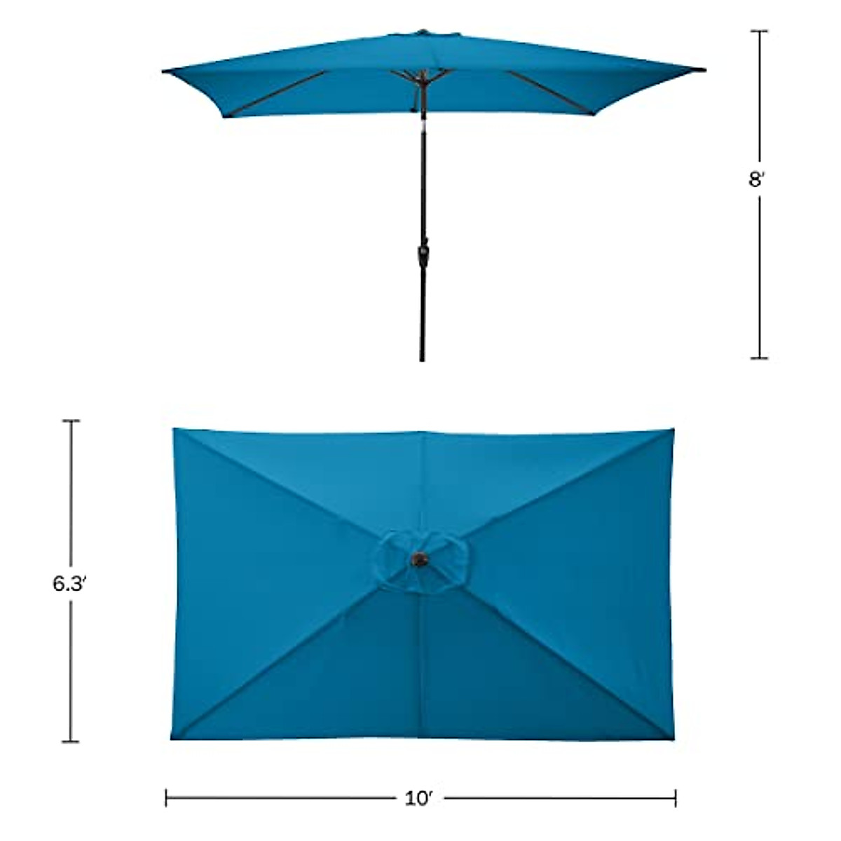 Pure Garden 50-LG1279 Turquoise Rectangular Patio Umbrella Color