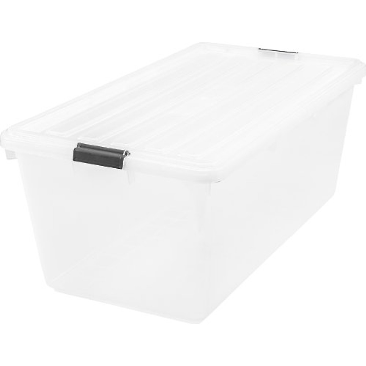 IRIS USA 91 Quart Buckle Down Storage Box, 4 Pack, Clear (585395)