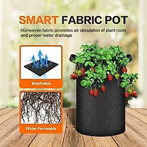 iPower 3 Gallon Heavy Duty Thickened Aeration Grow Bags Nonwoven Fabric Pots with Strap Handles Container for Gardening, 5-Pack Black