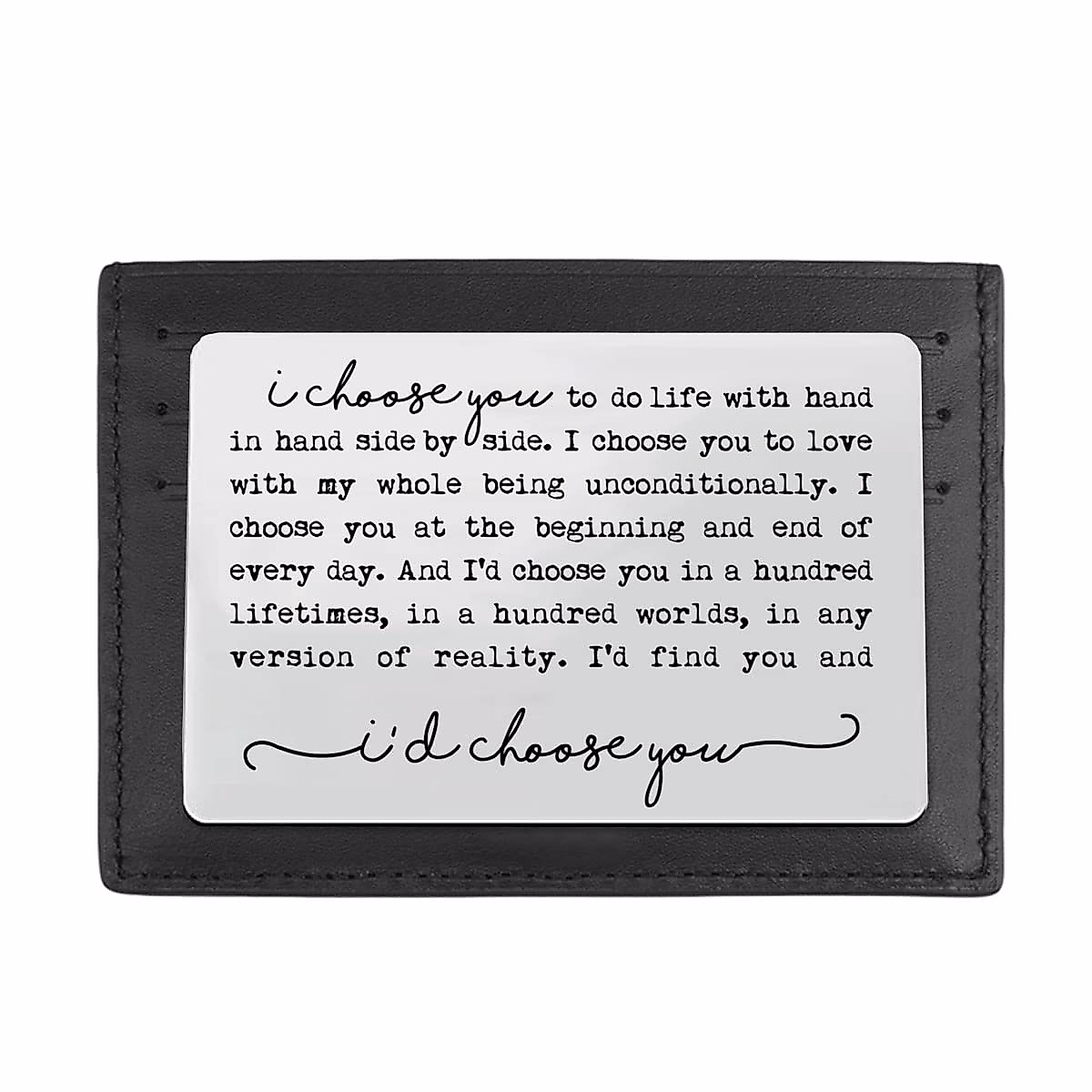 I Choose You Metal Wallet Insert Card, Engraved Gift for Him, Pocket Keepsake, Husband Gift, Anniversary Gift for Men, Wedding Anniversary Gift for Husband, Gifts for Him (Silver)
