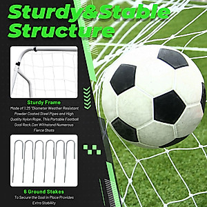 HomGarden 12' x 6' Portable Soccer Goal Football Post Target Net Tournament Regulation Training Aid Ultimate Backyard Outdoor Kids Soccer Goal