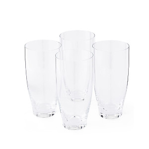 Nambe Vie Highball Glasses | 16 Ounce Tall Cocktail Glasses for Drinking Water, Juice, and Other Beverages | Set of 4 Clear Glasses | Designed by Neil Cohen