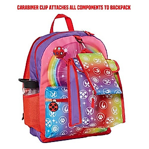 Miraculous Ladybug Backpack Set with Lunch Bag for Girls, 16 inch, 5 Piece Value Set, Rainbow