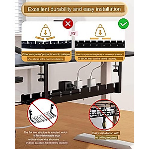 desktop cable management –under desk cable with Adhesive Cable Clips, Cable Hooks, Hook and Loop Cable Holder – Cord Organizer for Desk, Reception, Office – Adjustable Wire Holder (Black)
