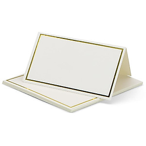 Dohia Place Cards Small Tent Cards with Gold Foil Border Paper Name Place Cards for Table Setting for Weddings Banquets Birthday Events Dinner Parties Cards D1-XWZK