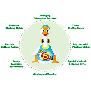 BABYFUNY Hiphop Goose Dancing Toys for Toddlers 1-3 with Music Singing Lights - Musical Toys for Toddlers 1-3，Baby Toys 12-18 Months - Gifts for 1 2 3 Year Old Boys Girls Toddlers - Blue