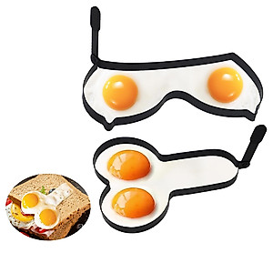 2-Pack Funny Egg Fryer, Stainless Steel DIY Egg Cooking Rings Molds, Professional Non-Stick Egg Pancake Cooking Tool with Foldable Handle