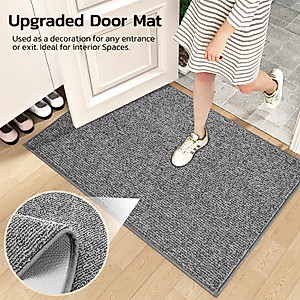anllugs Door Mat Indoor 20" x 32", Entryway Rug Dirt Trapper Door Mats, Non-Slip Machine Washable TPR Rubber Absorbent Door Mats Great for Entryway Garden Hallway, Grey