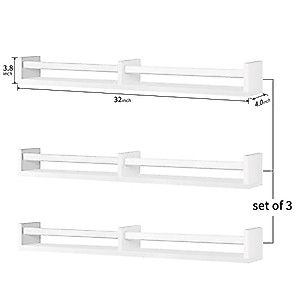 birola Nursery Book Shelves 32 inches Set of 3,Wall Bookshelves for Kids,Nursery Shelves for Bookshelf Wall,Book Shelf Organizer for Kids(White)