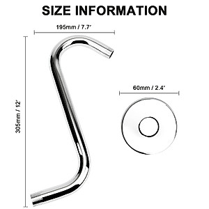 Nearmoon S Shaped Shower Head Riser Pipe, Shower Head Extender Arm with Flange, Standard 1/2" Connection- Bathroom Accessory, 12 Inch (1 Pack, Chrome)
