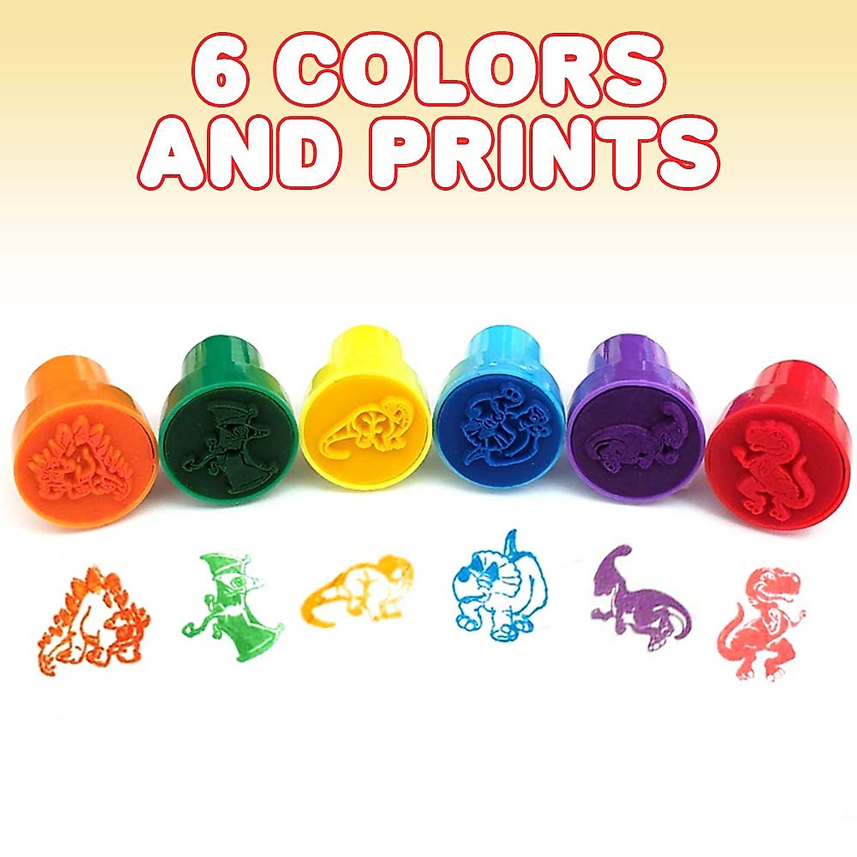 ArtCreativity Dinosaur Stampers for Kids, Pack of 24, Pre-Inked Dino Stampers for Children, Dinosaur Birthday Party Supplies and Favors, Piñata Fillers, Arts n Crafts, Assignment Stamps for Teachers