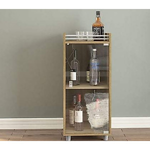 Boahaus Classic Mini Bar, One Glass Door, 2 Shelves, Brown