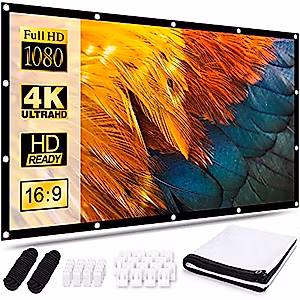 Projector Screen 120 inch, Osoeri 4K 16:9 HD Rear Front Projector Screen Anti-Crease Foldable Projection Screen Double-Sided Portable Outdoor Indoor Projector Screen for Movie Home Theater Yard Travel