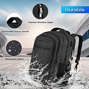 Z-MGKISS Travel Backpack, Large Laptop Backpack, TSA Carry On Backpack Flight Approved, Durable Business Gaming Backpack College School Backpack For Women Men with USB Fits 17.3 Inch Notebook, Black