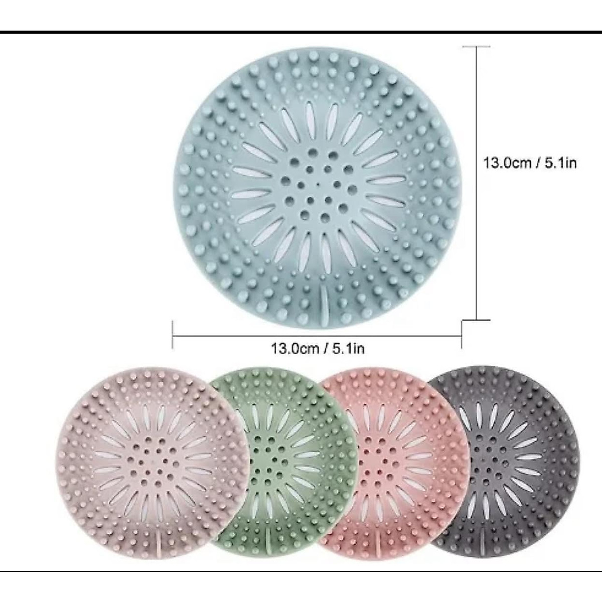 Kisskin Hair Catcher and Drain Protector for Sink, Bath Tub, Shower, Laundry & Kitchen Thermo Plastic for Longer Life 5 Pack Easy to Use Great Colors