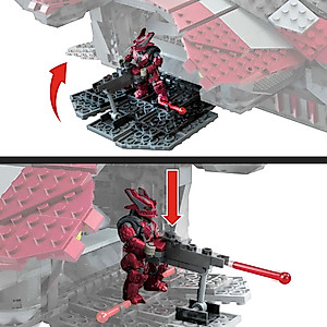 MEGA Halo Infinite Toys Vehicle Building Set, Banished Phantom Aircraft with 1214 Pieces, 4 Micro Action Figures and Accessories