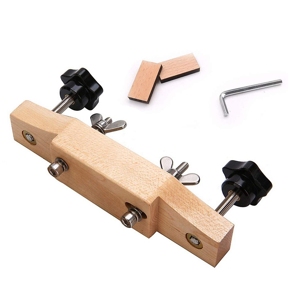Jiayouy Luthier Tools Solid Maple Guitar Bridge Clamp with Cork Gasket L-Wrench for Classical/Acoustic Guitar Accessory