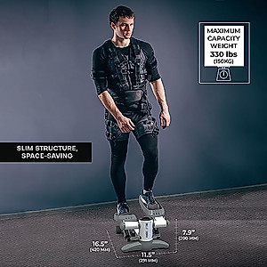 Mini Stepper & Stair Climber Machine - w/Resistance Bands Set - Built in Monitor by Nordic Lifting