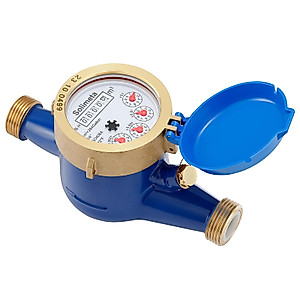 Solimeta Water Meter, Cold Water Meter for Garden and Home, 3/4"NPT Couplings, Measuring in Cubic Meter