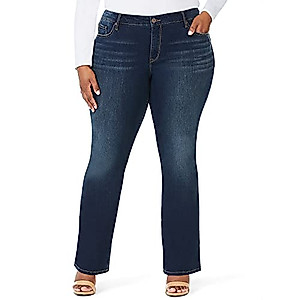 Jack David Womens Plus Size Bootcut/Straight/Skinny Leg Stretch Relaxed Fit Blue Denim Jeans Pants