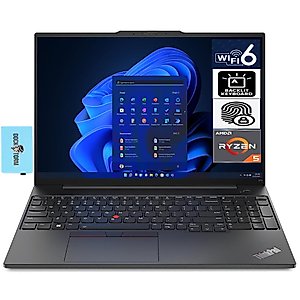Lenovo ThinkPad E16 Gen 1 Business Laptop 16.0" WUXGA IPS Display 300 nits (AMD Ryzen 5 7530U 6-Core 2.00GHz, 16GB RAM, 512GB PCIe SSD, AMD Radeon, Backlit KYB, FP, WiFi 6, Win11Pro) w/Dockztorm Hub