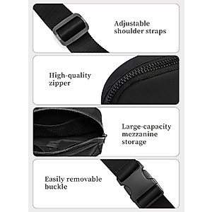 Belt Bag for Women, Meyfancy Unisex Fanny Packs with Adjustable Strap Small Crossbody Black Fanny Pack Fashion Waterproof Everywhere Belt Bag for Traveling Hiking Running Casual