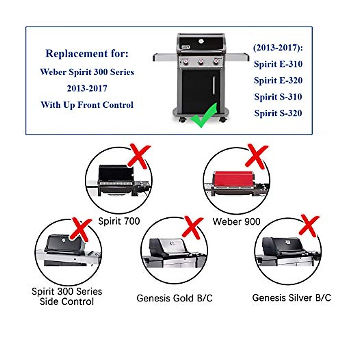 Utheer 7638 Cooking Grate 7636 Flavorizer Bars and 69787 18 Inch Grill Burner Tube for Weber Spirit I & II 300 Series, Spirit E310 S310 E320 S320 E330 S330 Gas Grills with Front Mounted Control Panels