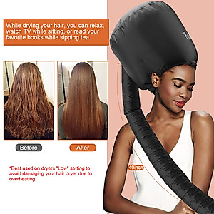 Hair Dryer Bonnet, Large Bonnet Hooded Hair Dryer Attachment for Speeds Up Drying Time & Deep Conditioning, Fits All Head Sizes & All Hair Styling, for Women Long Curly Braid Hair (Black, Universal)