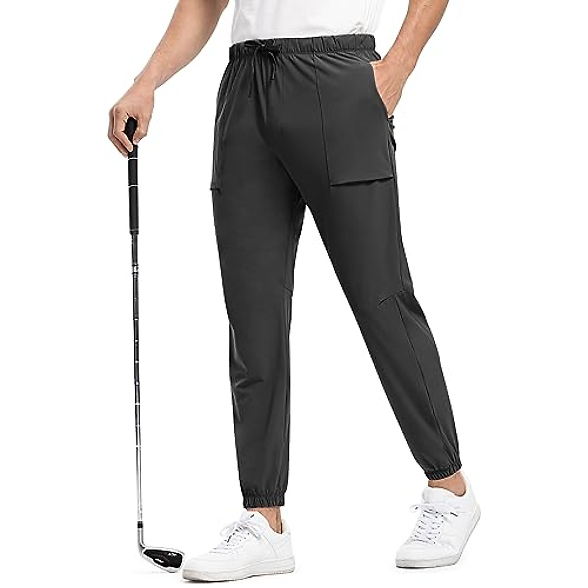 Rdruko Men's Workout Joggers Dry Fit Windbreaker Running Pants Men Lightweight Sweatpants Gym Active Track Pants(Dark Gray, US M)