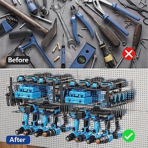 Warmodern Power Tool Organizer, Wall Mount Garage Tool Organizers and Storage, Heavy Duty Drill Holder for Garage, Workshop,Christmas Gift for Men