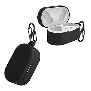 kwmobile Silicone Cover Compatible with OnePlus Nord Buds - Case Cover Stick-On Skin with Clip - Black