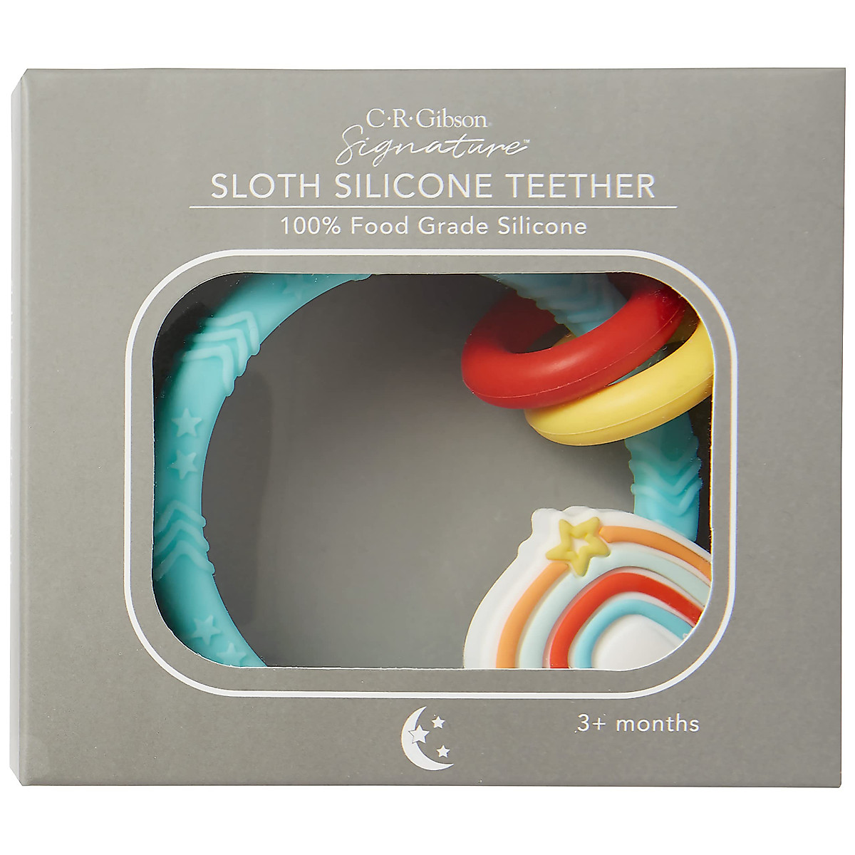 C.R. Gibson BTEE-24550 Colorful Rainbow Ring 100% Food Grade Silicone Teether for Babies, 3.15" W x 3.25" L, Multicolor