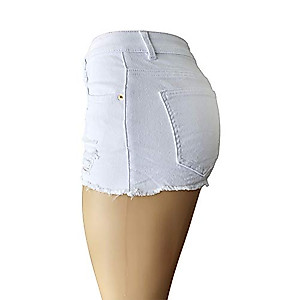 Aodrusa Womens Ripped Denim Shorts Mid Waist Sexy Short Cutoff Distressed Short Jeans White US 2-4