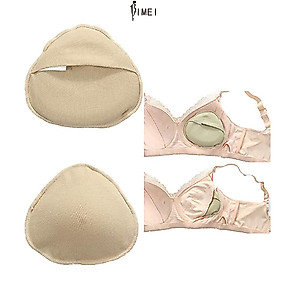 BIMEI 2 Pairs Cotton Protect Pocket For Mastectomy Silicone Breast Forms Cover Bags for Silicone Breast Forms (M, Begie 2 Pairs Triangular)