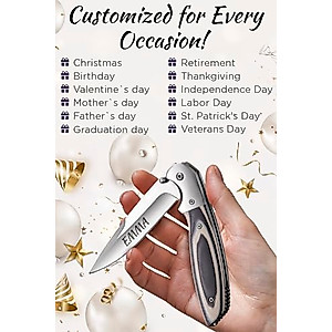Grand Way Customized pocket Knife – Customized Gifts – Men’s Unique Knife for Him – Best Custom Knives – Cool Engraved Present for Husband Boyfriend – Gift for Birthday 04003 PS