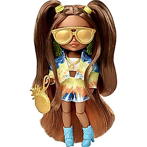 Barbie Extra Minis Doll #5 (5.5 in) Wearing Tie-Dye Jacket & Shorts, with Doll Stand & Accessories Including Sunglasses and Purse, Gift for Kids 3 Years Old & Up​